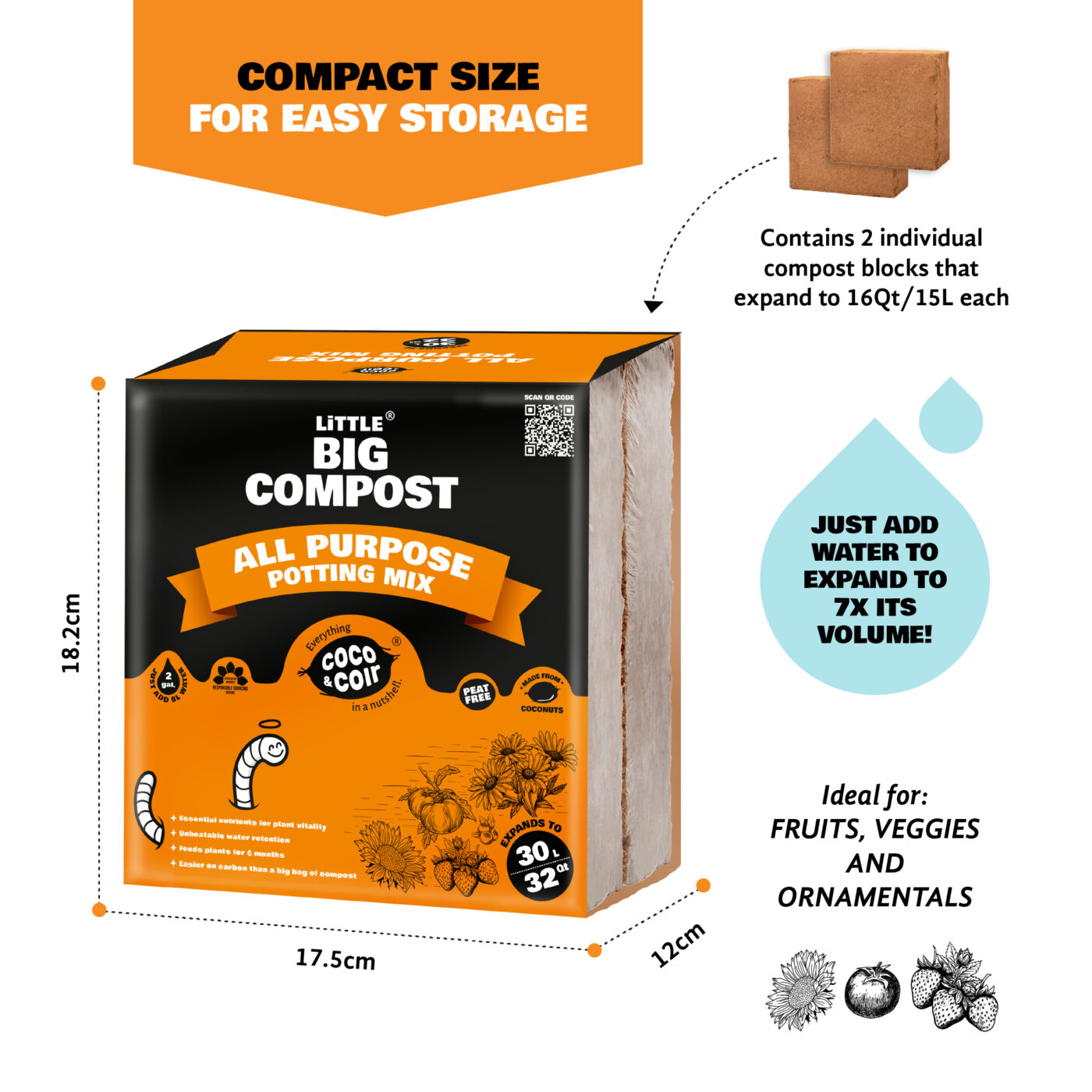 All Purpose Compost - 30L- with essential nutrients | Coco & Coir